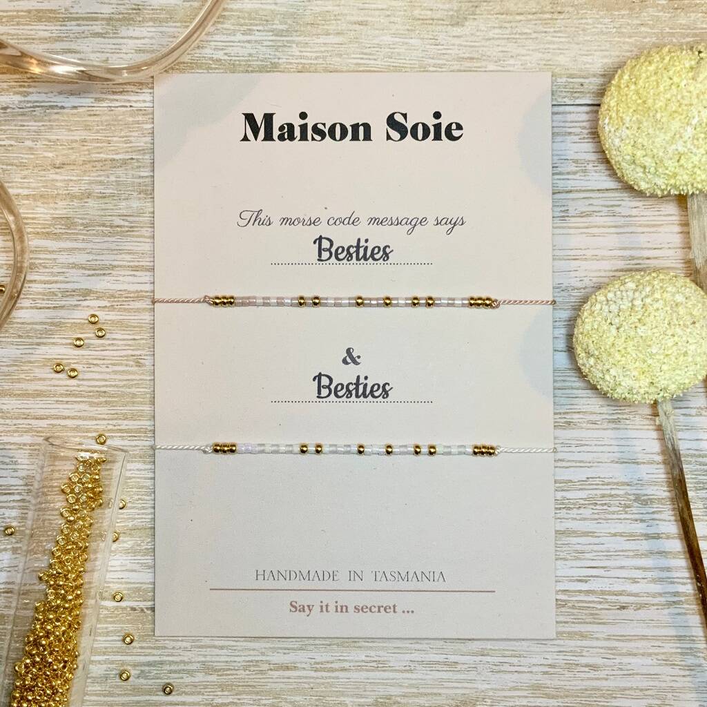 'Besties' Matching Morse Code Bracelet Set | Handmade Jewellery ...